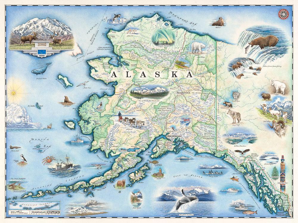 Xplorer Maps Releases Hand-Illustrated Alaska State Map Featuring ...