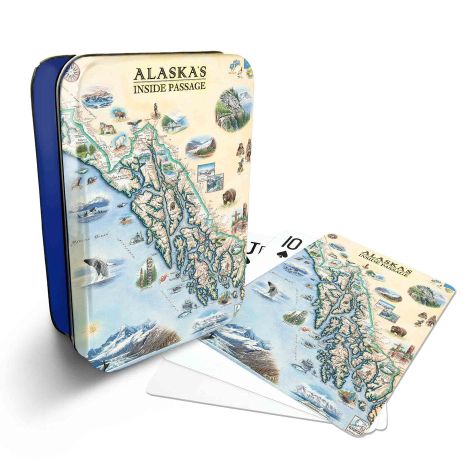 Alaska Inside Passage Official Vegas Playing Cards w/ Metal case