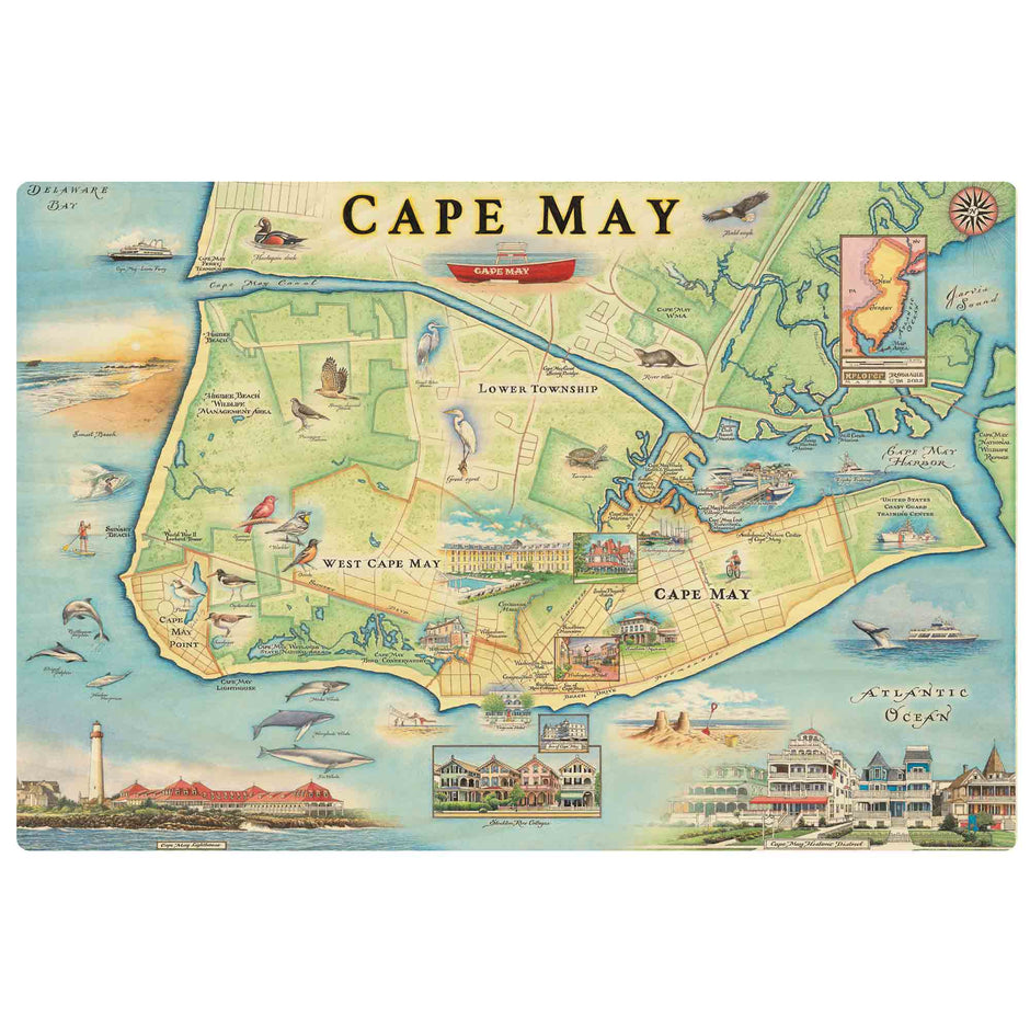 Cape May Map Wood Sign - Xplorer Maps