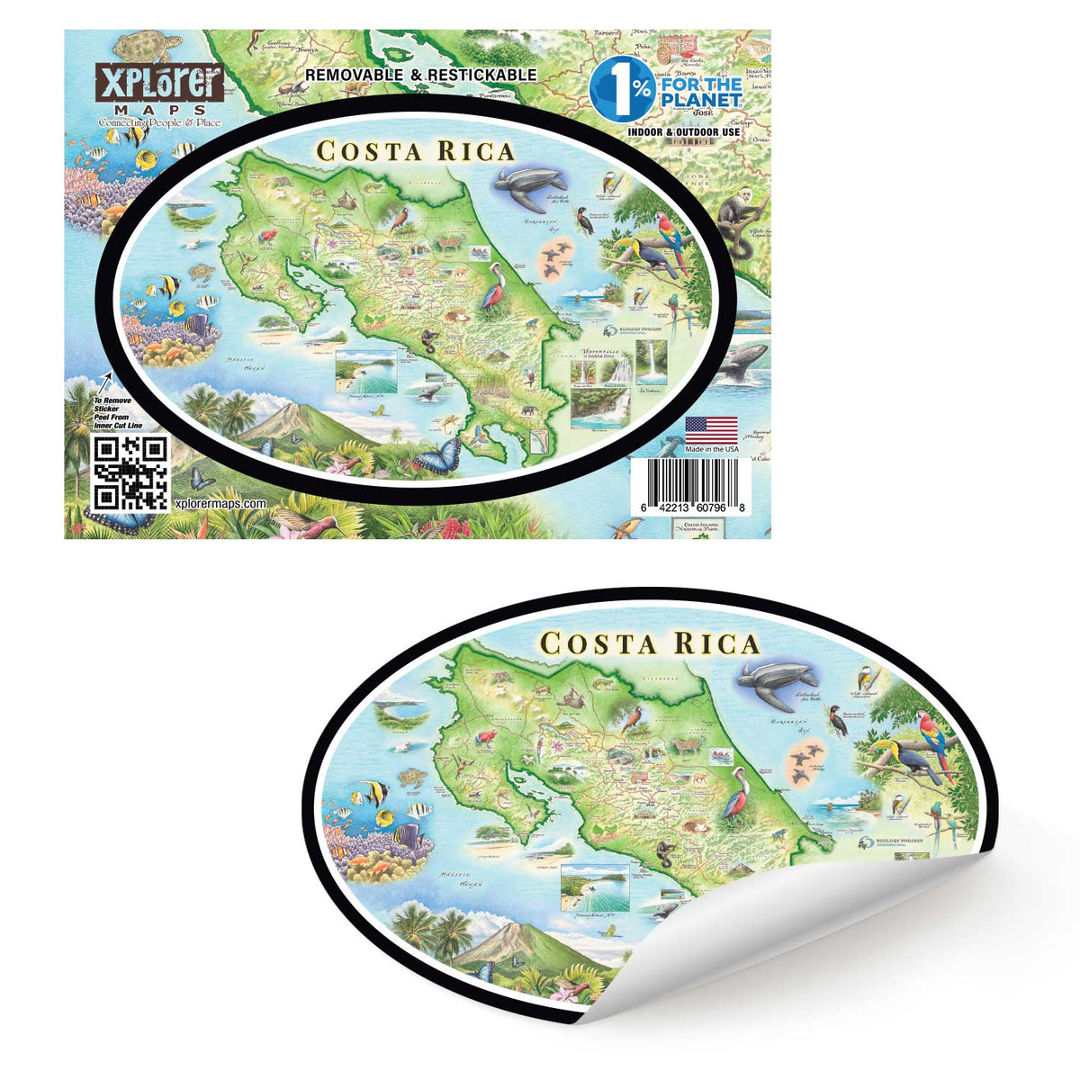Costa Rica Map Sticker – Durable & Weatherproof | Xplorer Maps