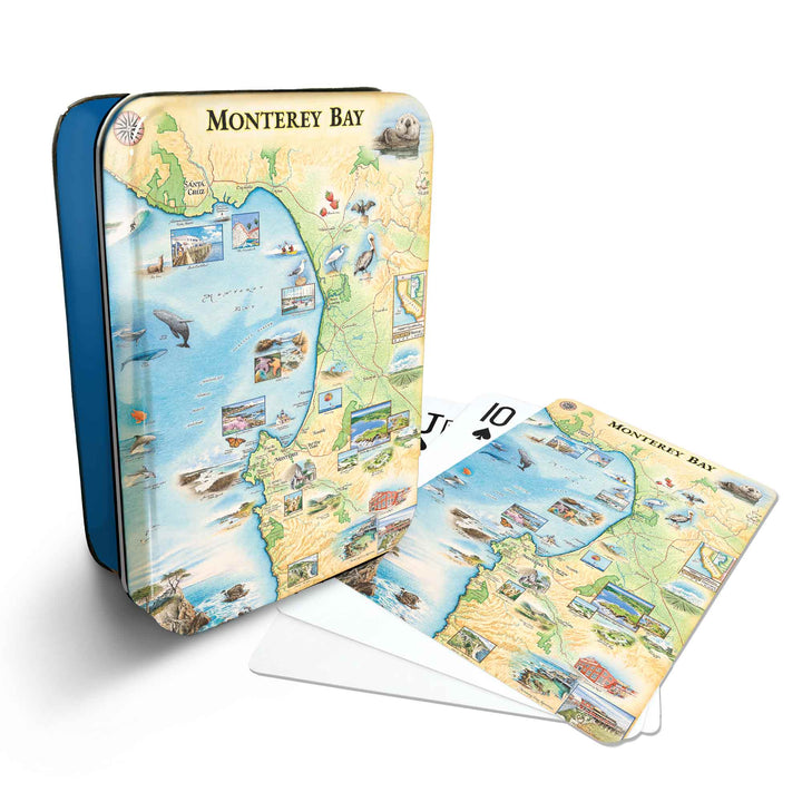 Monterey Bay Map Playing Cards – in a Metal Case | Xplorer Maps