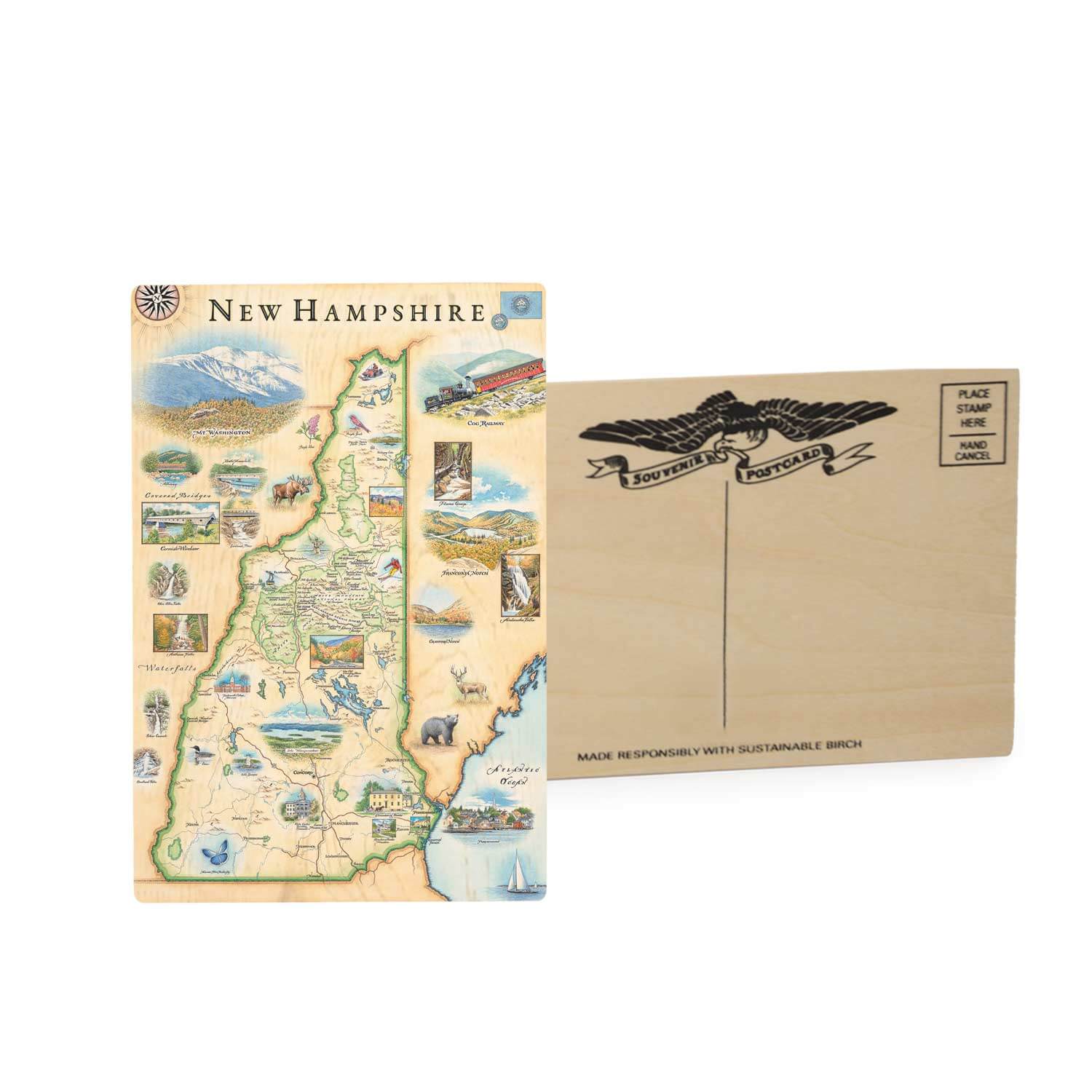 1000 Islands National Park Map Wooden Postcards