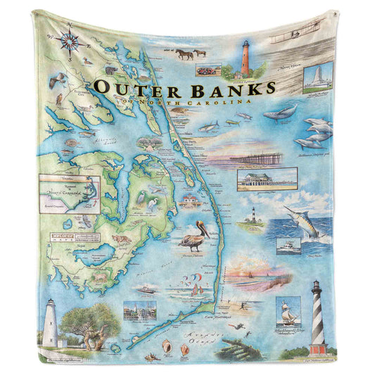 Outer Banks Blanket | Coastal Berber Fleece Throw | Xplorer Maps