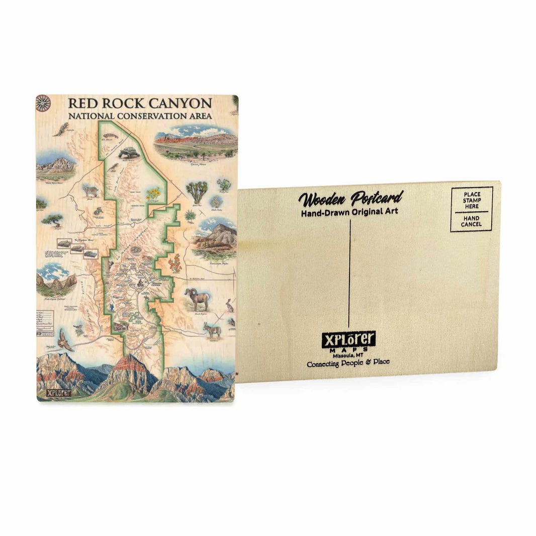 Red Rock Canyon Wood Postcard - Xplorer Maps