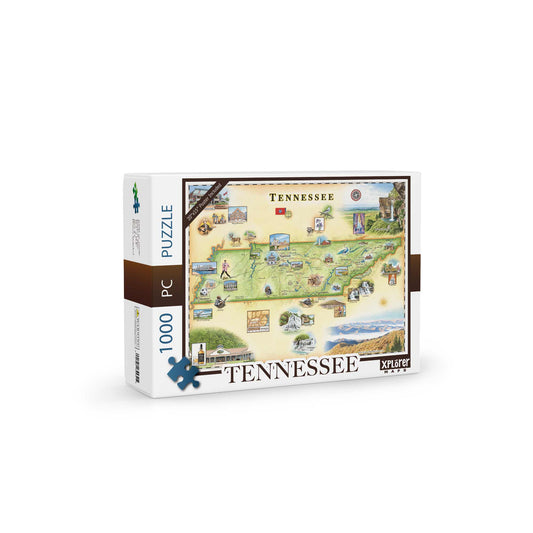 Tennessee Map Jigsaw Puzzle | 1000-Piece Hand-Drawn Puzzle