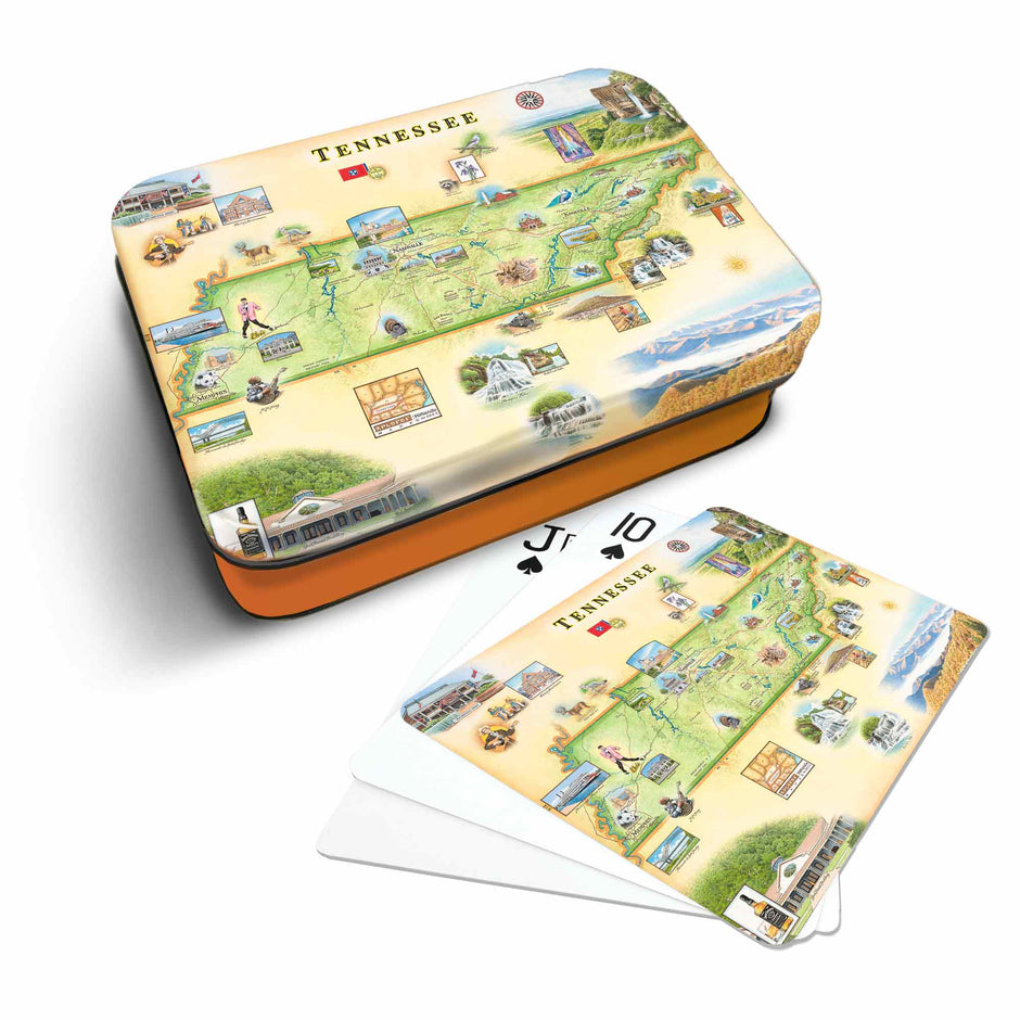 Tennessee Map Playing Cards – Hand-Drawn Artwork | Xplorer Maps