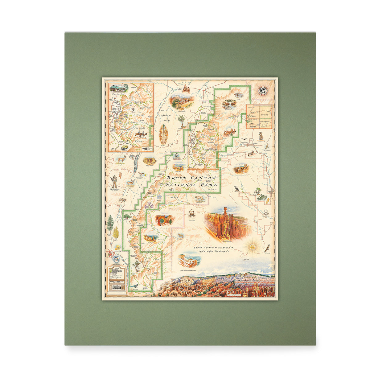 Mini Hand-Drawn Maps - Pre-Matted 14" x 11" - Xplorer Maps
