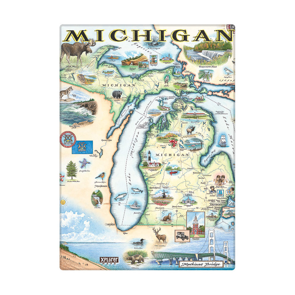 Michigan State Map Magnet - Xplorer Maps