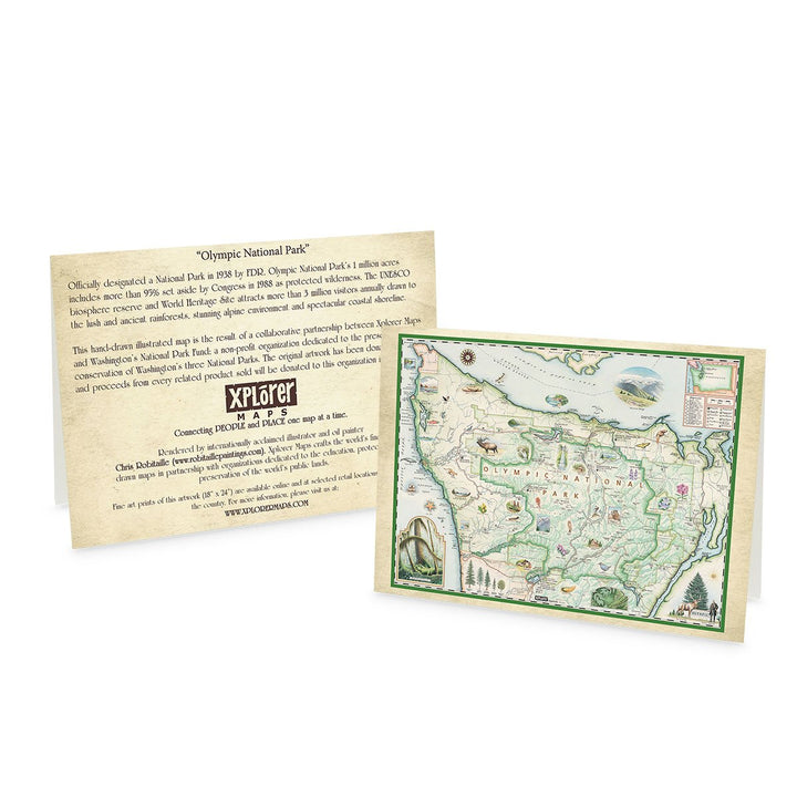 Olympic National Park Map Blank Notecards - Xplorer Maps