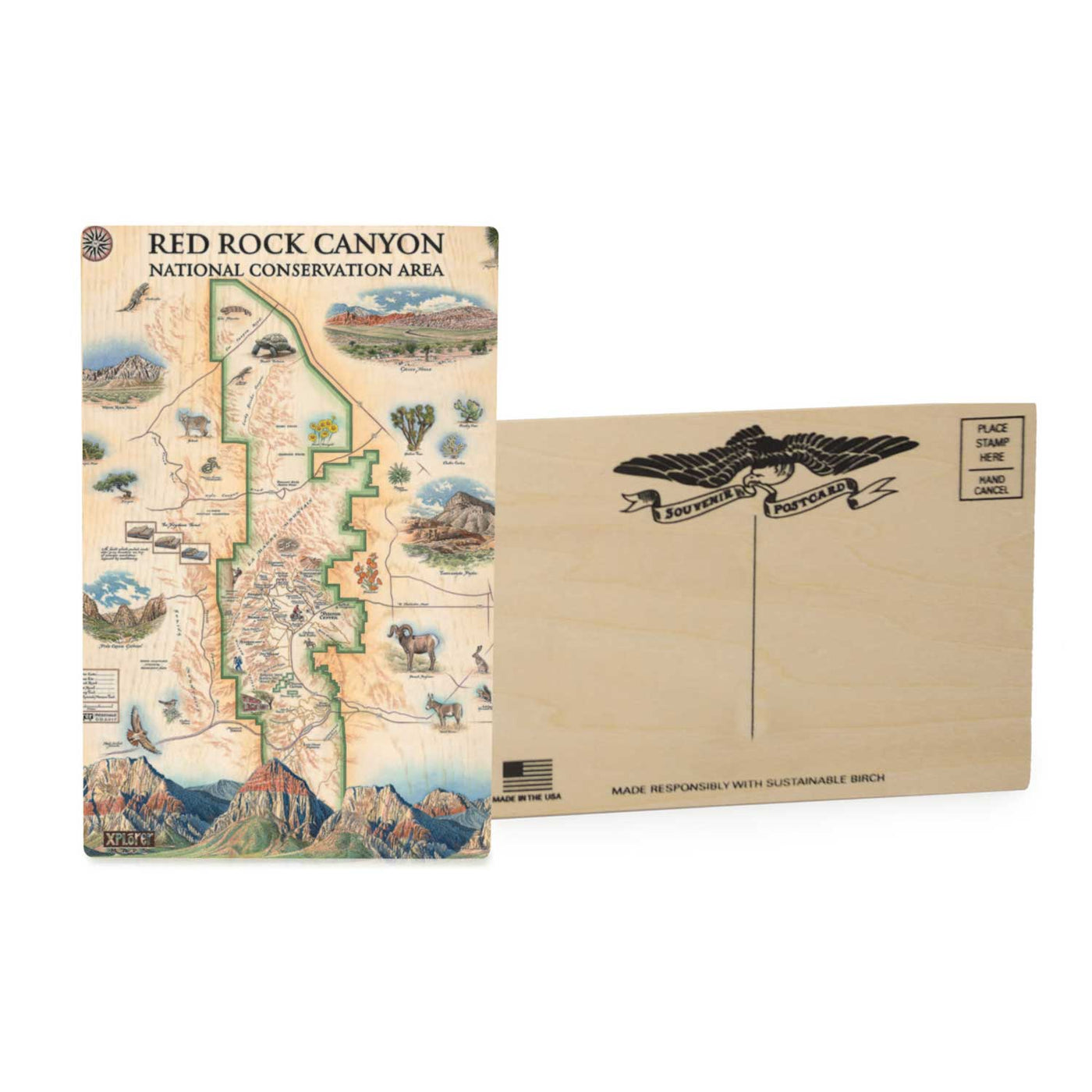 Red Rock Canyon Wood Postcard - Xplorer Maps