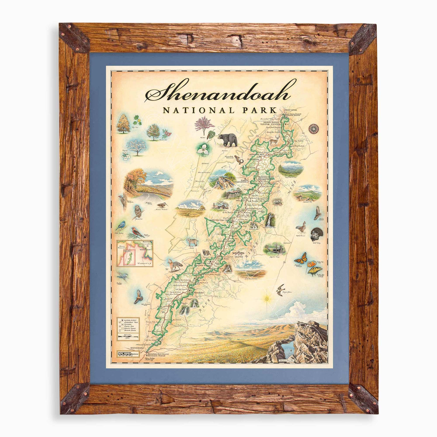 Shenandoah National Park Hand-Drawn Map Print 18x24 | Xplorer Maps