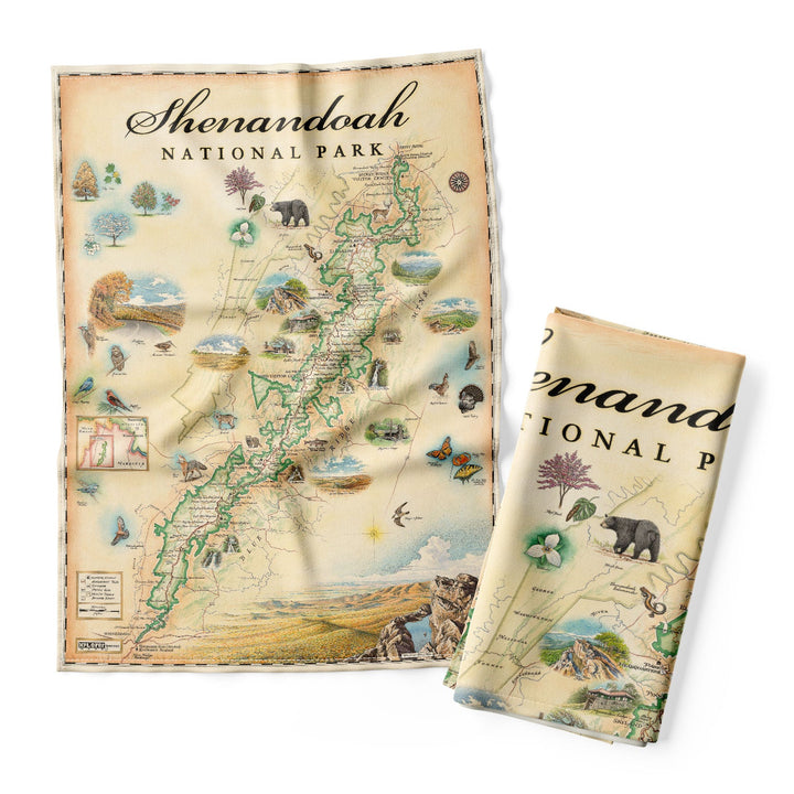 Shenandoah National Park Map Kitchen Towels - Xplorer Maps