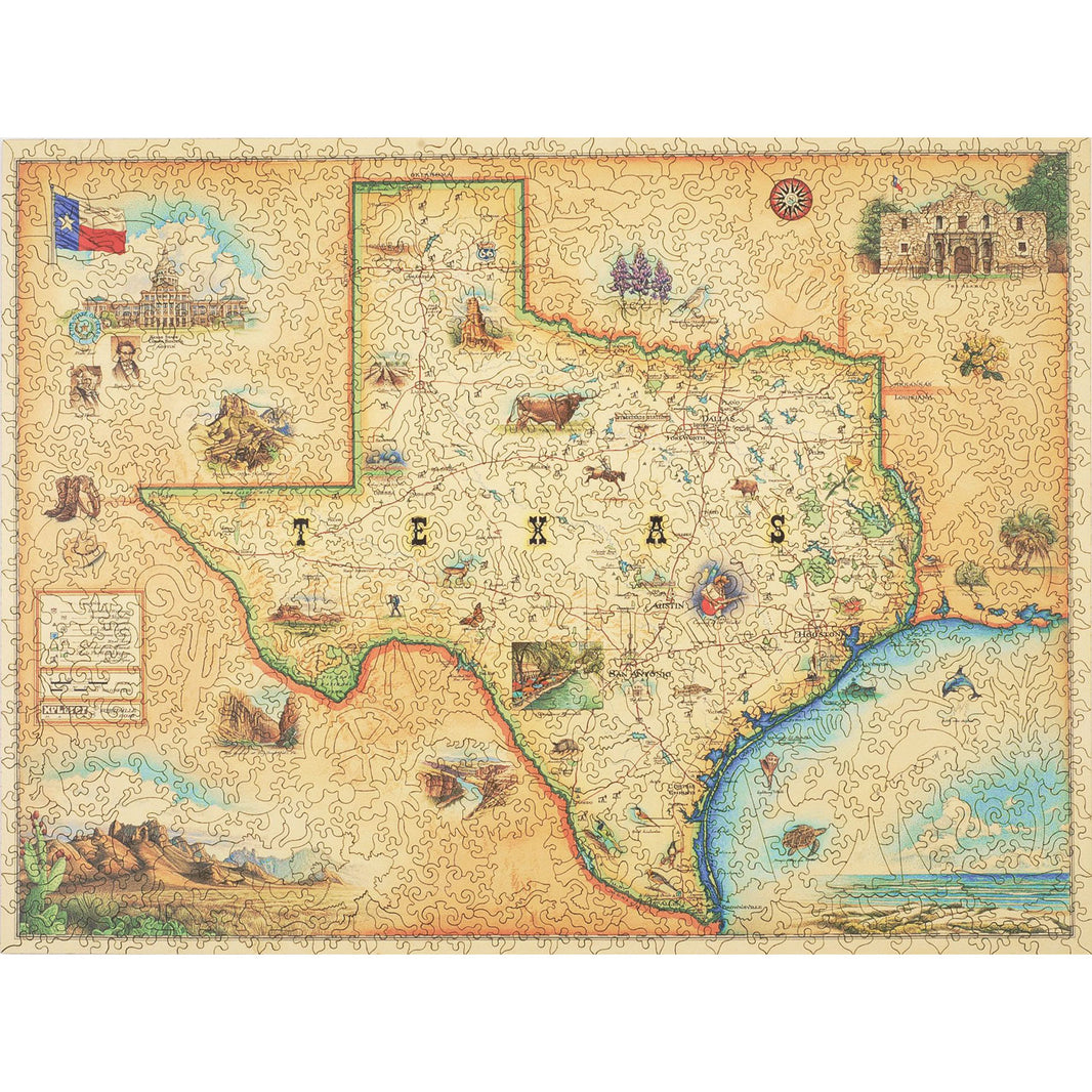 Texas State Map Wood Puzzle - Xplorer Maps