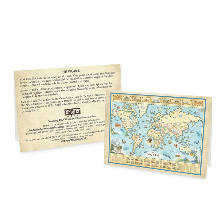 World Map Art Blank Notecards - Xplorer Maps